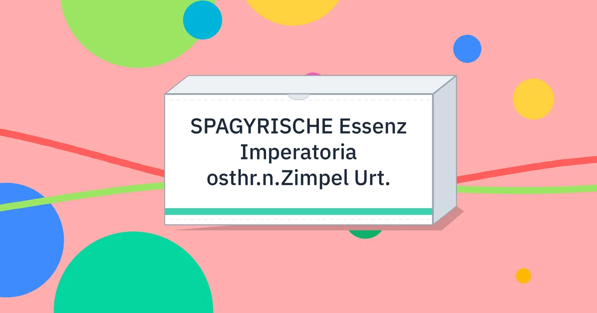Symbolbild: Packung mit der Aufschrift SPAGYRISCHE Essenz Imperatoria osthr.n.Zimpel Urt. (PZN 14281480) – Verfügbarkeit und Bezug in Apotheken in Frankfurt am Main
