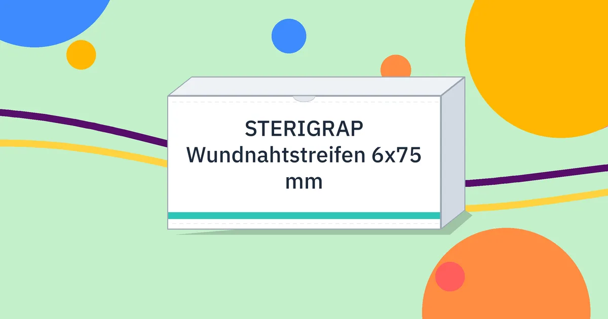 Symbolbild: Packung mit der Aufschrift STERIGRAP Wundnahtstreifen 6x75 mm (PZN 17413083) – Verfügbarkeit und Bezug in Apotheken in Frankfurt am Main