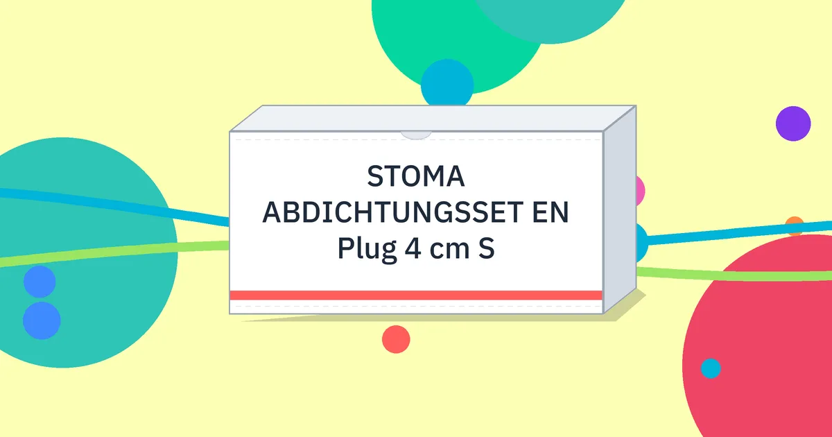 Symbolbild: Packung mit der Aufschrift STOMA ABDICHTUNGSSET EN Plug 4 cm S (PZN 19996918) – Verfügbarkeit und Bezug in Apotheken in Frankfurt am Main