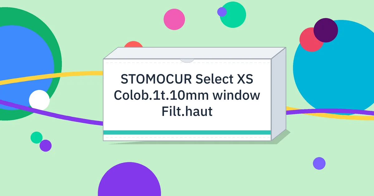 Symbolbild: Packung mit der Aufschrift STOMOCUR Select XS Colob.1t.10mm window Filt.haut (PZN 18172925) – Verfügbarkeit und Bezug in Apotheken in Frankfurt am Main