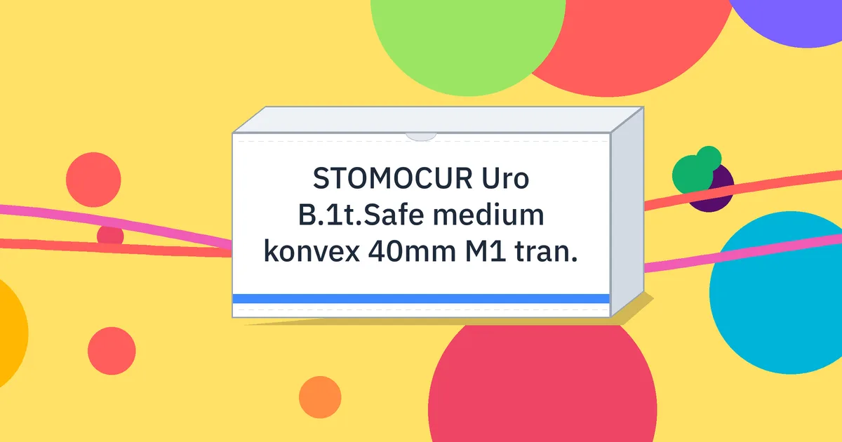 Symbolbild: Packung mit der Aufschrift STOMOCUR Uro B.1t.Safe medium konvex 40mm M1 tran. (PZN 17557741) – Verfügbarkeit und Bezug in Apotheken in Frankfurt am Main