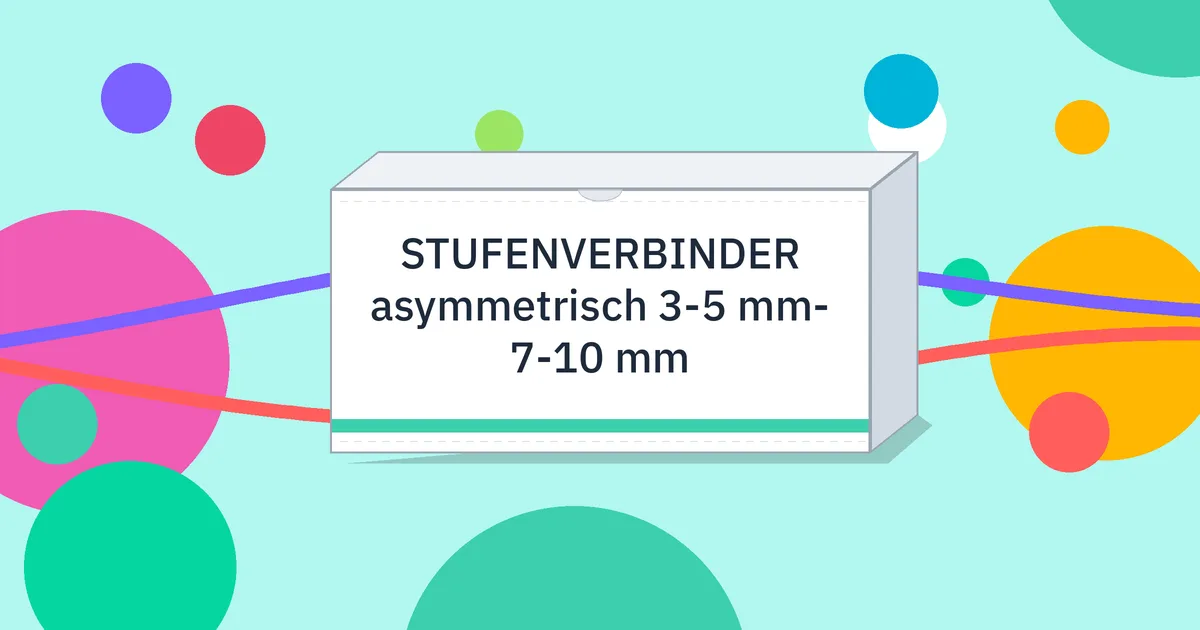 Symbolbild: Packung mit der Aufschrift STUFENVERBINDER asymmetrisch 3-5 mm-7-10 mm (PZN 00931968) – Verfügbarkeit und Bezug in Apotheken in Frankfurt am Main