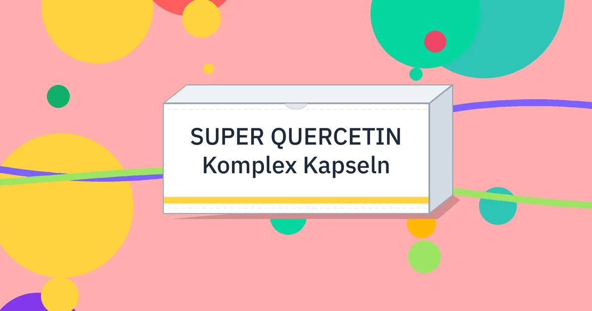 Symbolbild: Packung mit der Aufschrift SUPER QUERCETIN Komplex Kapseln (PZN 18667779) – Verfügbarkeit und Bezug in Apotheken in Frankfurt am Main