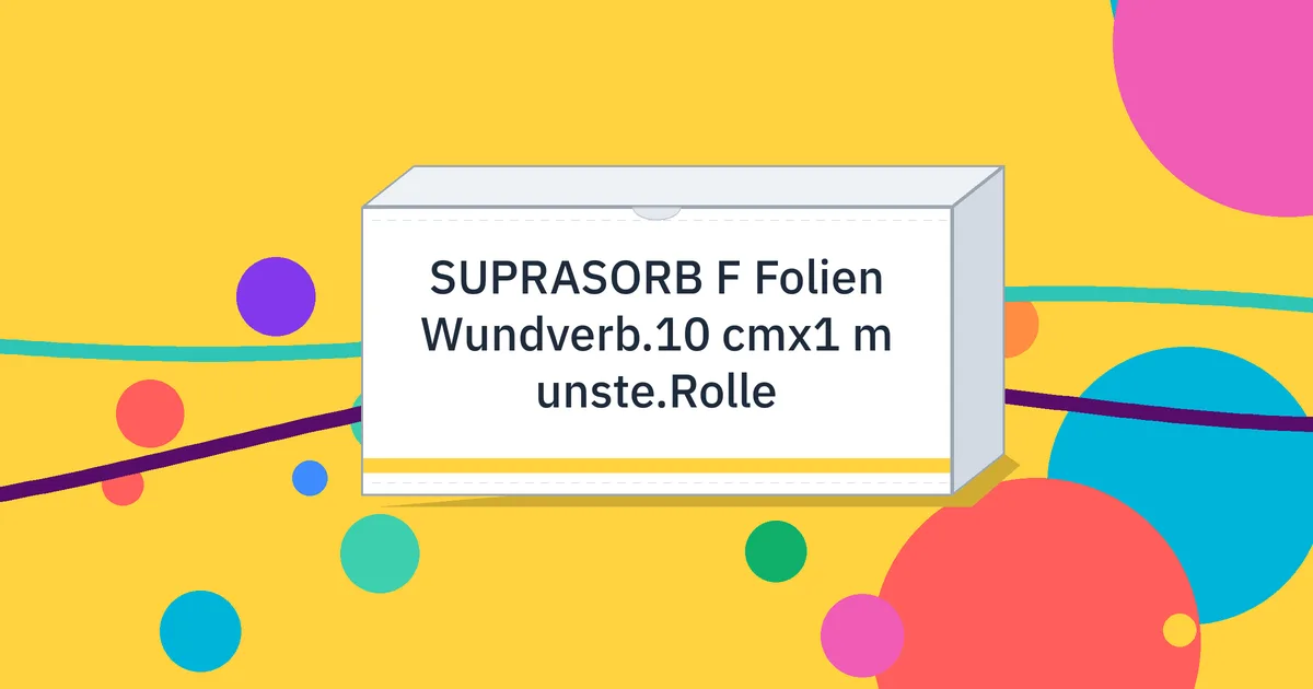Symbolbild: Packung mit der Aufschrift SUPRASORB F Folien Wundverb.10 cmx1 m unste.Rolle (PZN 13345083) – Verfügbarkeit und Bezug in Apotheken in Frankfurt am Main