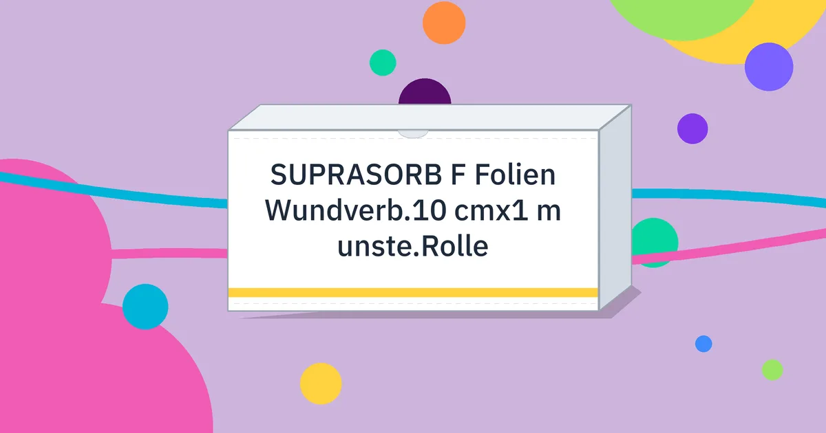 Symbolbild: Packung mit der Aufschrift SUPRASORB F Folien Wundverb.10 cmx1 m unste.Rolle (PZN 20580034) – Verfügbarkeit und Bezug in Apotheken in Frankfurt am Main