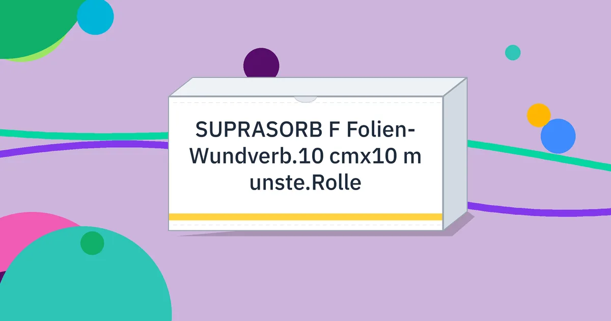 Symbolbild: Packung mit der Aufschrift SUPRASORB F Folien-Wundverb.10 cmx10 m unste.Rolle (PZN 20363087) – Verfügbarkeit und Bezug in Apotheken in Frankfurt am Main