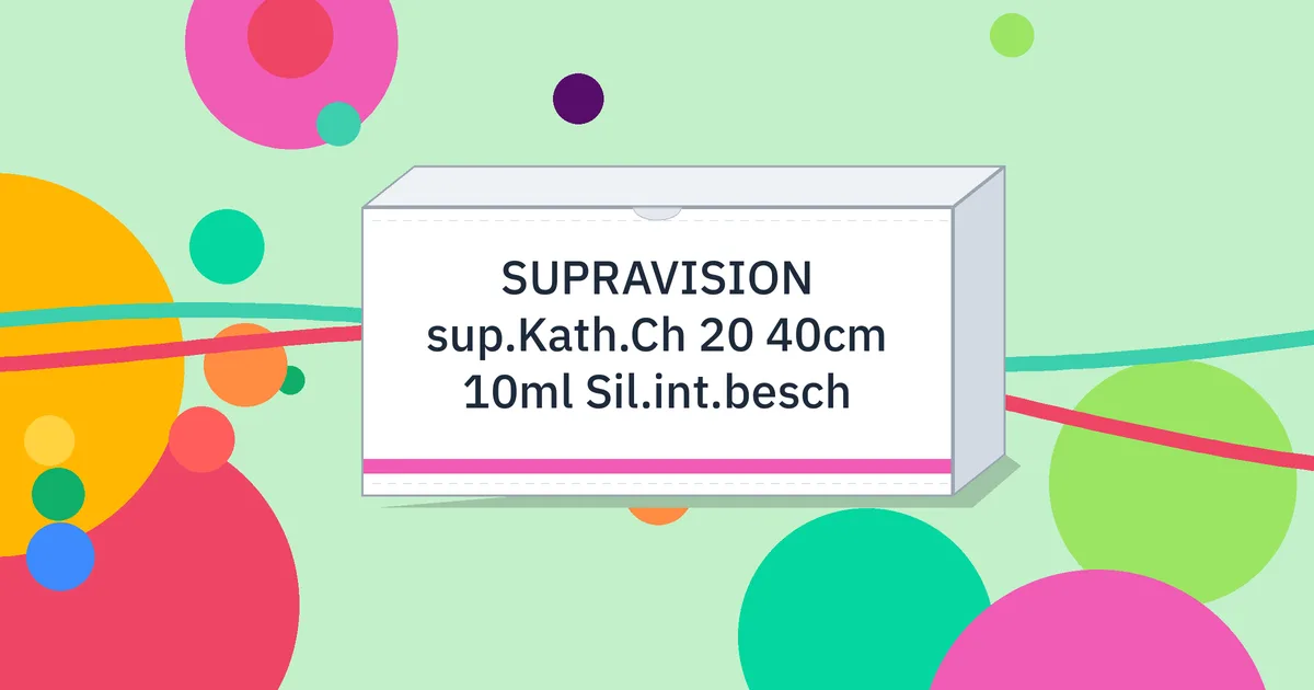 Symbolbild: Packung mit der Aufschrift SUPRAVISION sup.Kath.Ch 20 40cm 10ml Sil.int.besch (PZN 16500029) – Verfügbarkeit und Bezug in Apotheken in Frankfurt am Main