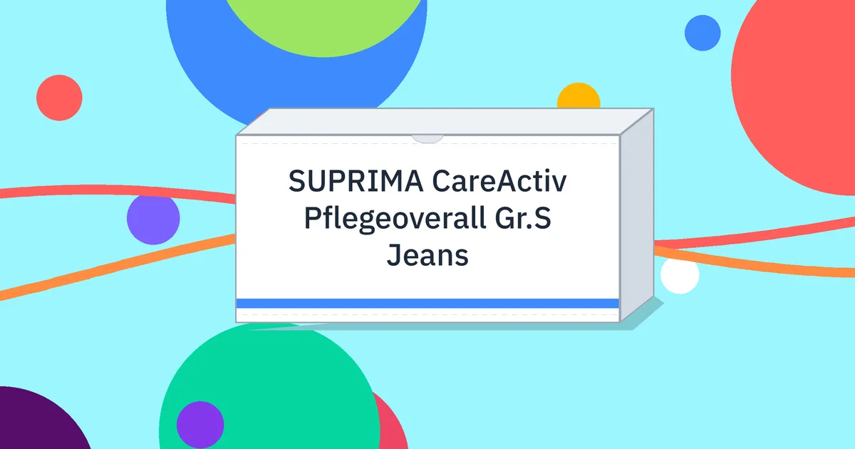 Symbolbild: Packung mit der Aufschrift SUPRIMA CareActiv Pflegeoverall Gr.S Jeans (PZN 08628672) – Verfügbarkeit und Bezug in Apotheken in Frankfurt am Main