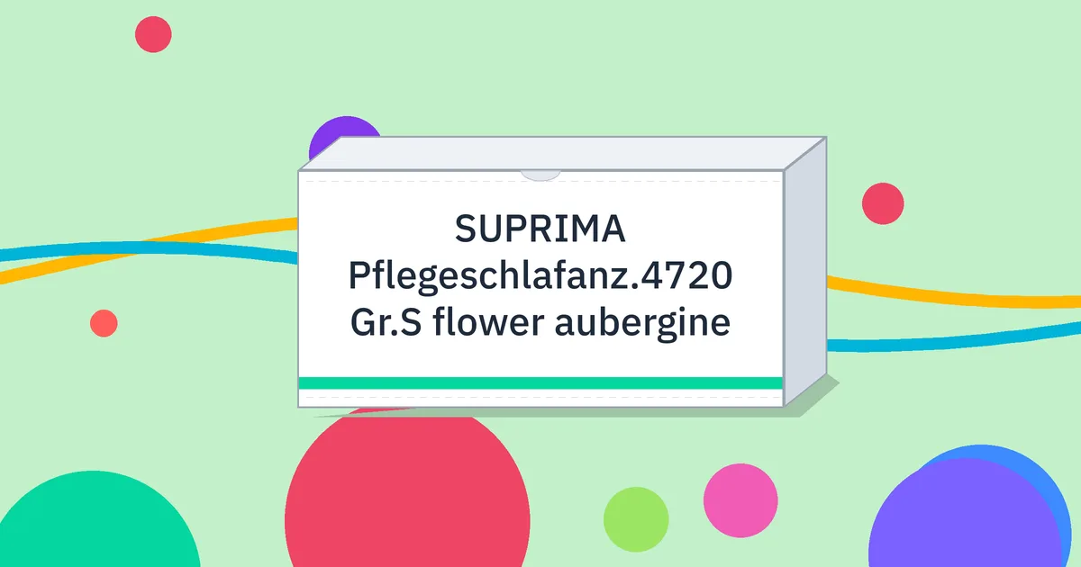 Symbolbild: Packung mit der Aufschrift SUPRIMA Pflegeschlafanz.4720 Gr.S flower aubergine (PZN 17314464) – Verfügbarkeit und Bezug in Apotheken in Frankfurt am Main