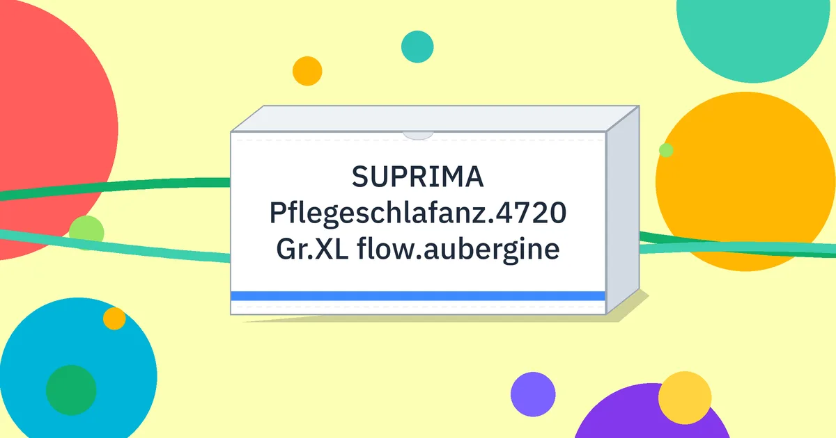Symbolbild: Packung mit der Aufschrift SUPRIMA Pflegeschlafanz.4720 Gr.XL flow.aubergine (PZN 17314493) – Verfügbarkeit und Bezug in Apotheken in Frankfurt am Main