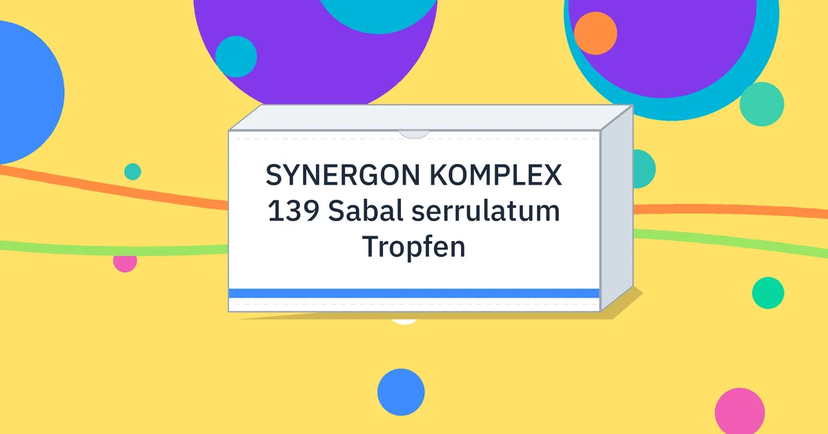 Symbolbild: Packung mit der Aufschrift SYNERGON KOMPLEX 139 Sabal serrulatum Tropfen (PZN 01856358) – Verfügbarkeit und Bezug in Apotheken in Frankfurt am Main