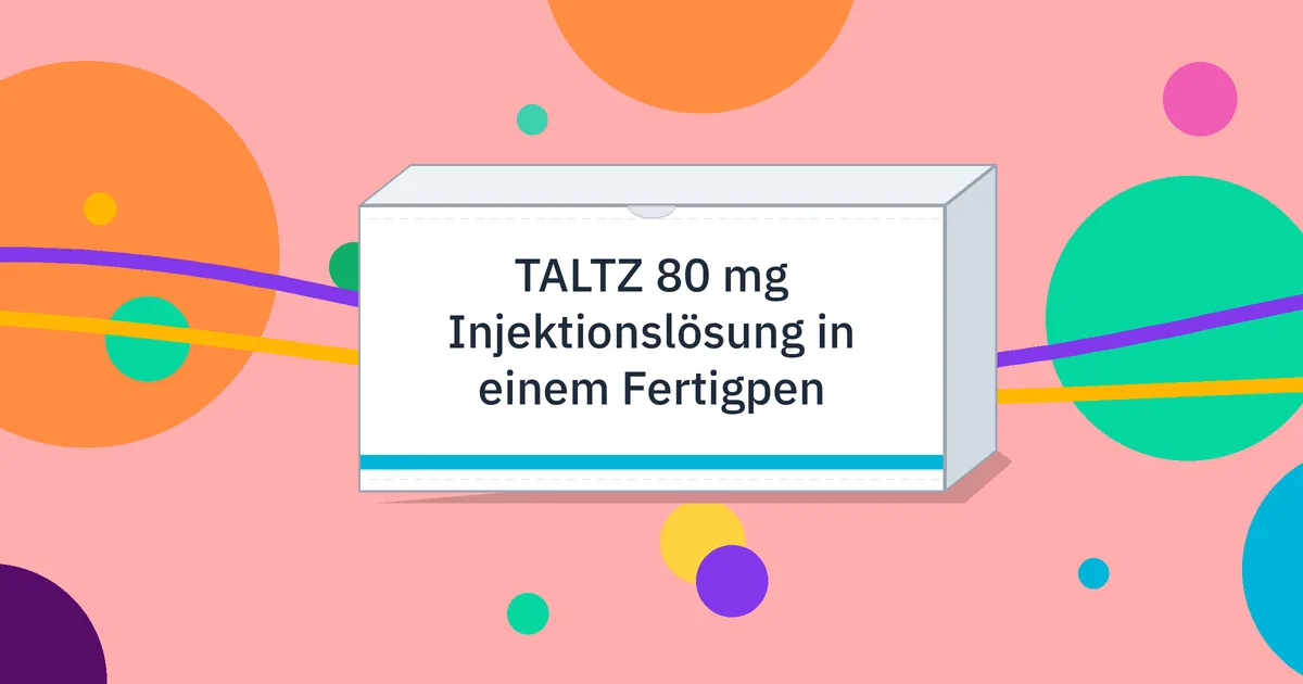 Symbolbild: Packung mit der Aufschrift TALTZ 80 mg Injektionslösung in einem Fertigpen (PZN 13584652) – Verfügbarkeit und Bezug in Apotheken in Frankfurt am Main