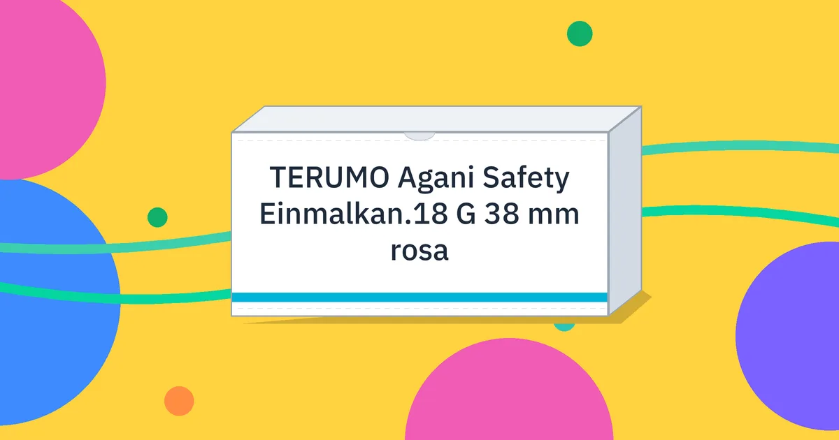 Symbolbild: Packung mit der Aufschrift TERUMO Agani Safety Einmalkan.18 G 38 mm rosa (PZN 18201791) – Verfügbarkeit und Bezug in Apotheken in Frankfurt am Main