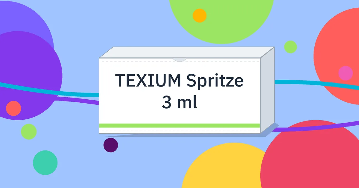 Symbolbild: Packung mit der Aufschrift TEXIUM Spritze 3 ml (PZN 20862293) – Verfügbarkeit und Bezug in Apotheken in Frankfurt am Main