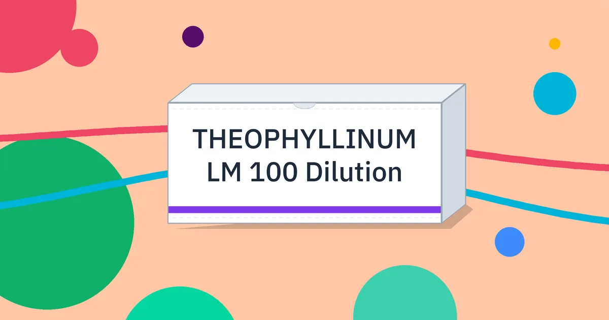Symbolbild: Packung mit der Aufschrift THEOPHYLLINUM LM 100 Dilution (PZN 13220513) – Verfügbarkeit und Bezug in Apotheken in Frankfurt am Main