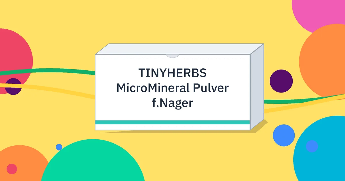 Symbolbild: Packung mit der Aufschrift TINYHERBS MicroMineral Pulver f.Nager (PZN 19623873) – Verfügbarkeit und Bezug in Apotheken in Frankfurt am Main