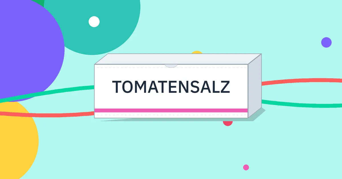 Symbolbild: Packung mit der Aufschrift TOMATENSALZ (PZN 09680002) – Verfügbarkeit und Bezug in Apotheken in Frankfurt am Main