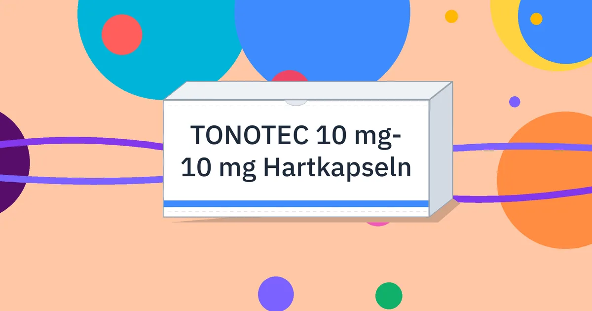 Symbolbild: Packung mit der Aufschrift TONOTEC 10 mg-10 mg Hartkapseln (PZN 13868668) – Verfügbarkeit und Bezug in Apotheken in Frankfurt am Main