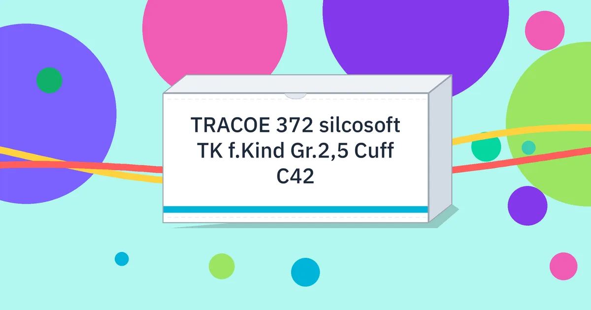 Symbolbild: Packung mit der Aufschrift TRACOE 372 silcosoft TK f.Kind Gr.2,5 Cuff C42 (PZN 14315894) – Verfügbarkeit und Bezug in Apotheken in Frankfurt am Main