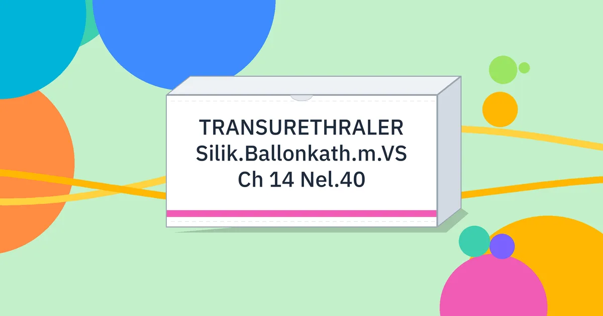 Symbolbild: Packung mit der Aufschrift TRANSURETHRALER Silik.Ballonkath.m.VS Ch 14 Nel.40 (PZN 10184969) – Verfügbarkeit und Bezug in Apotheken in Frankfurt am Main