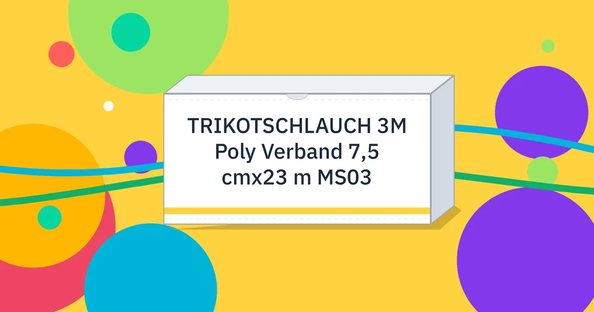 Symbolbild: Packung mit der Aufschrift TRIKOTSCHLAUCH 3M Poly Verband 7,5 cmx23 m MS03 (PZN 06470161) – Verfügbarkeit und Bezug in Apotheken in Frankfurt am Main