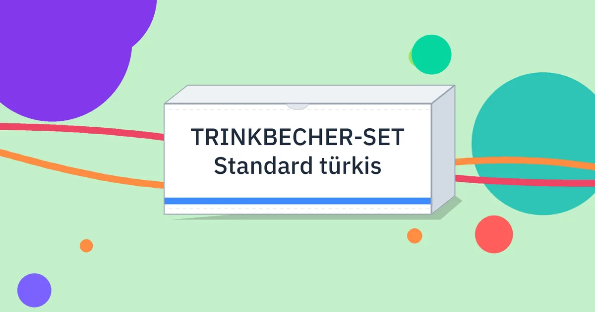 Symbolbild: Packung mit der Aufschrift TRINKBECHER-SET Standard türkis (PZN 00746627) – Verfügbarkeit und Bezug in Apotheken in Frankfurt am Main