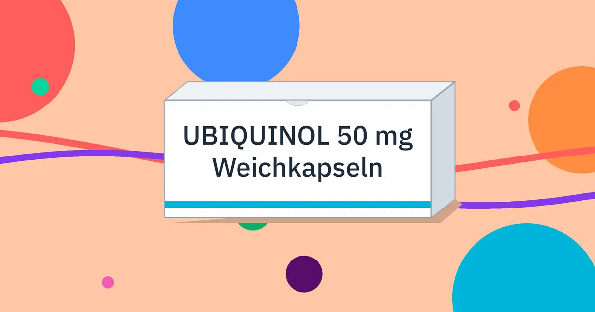 Symbolbild: Packung mit der Aufschrift UBIQUINOL 50 mg Weichkapseln (PZN 17965813) – Verfügbarkeit und Bezug in Apotheken in Frankfurt am Main