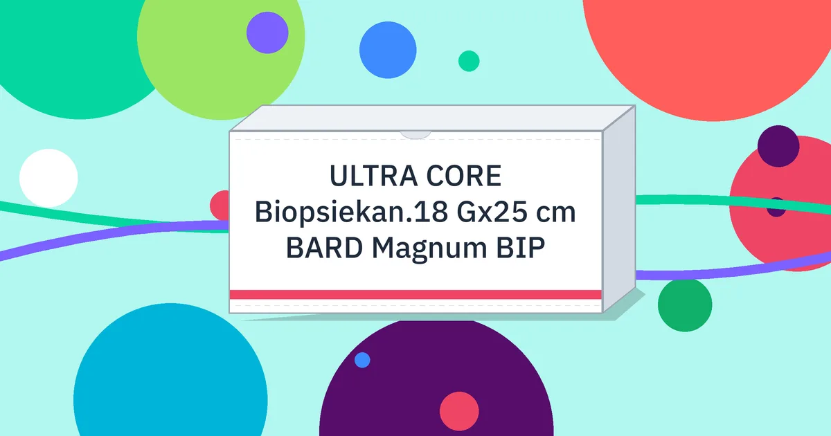 Symbolbild: Packung mit der Aufschrift ULTRA CORE Biopsiekan.18 Gx25 cm BARD Magnum BIP (PZN 04507291) – Verfügbarkeit und Bezug in Apotheken in Frankfurt am Main