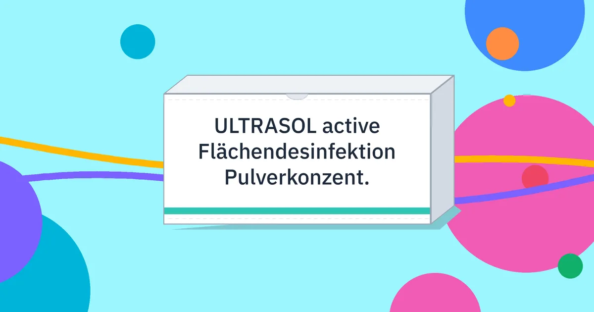 Symbolbild: Packung mit der Aufschrift ULTRASOL active Flächendesinfektion Pulverkonzent. (PZN 10110149) – Verfügbarkeit und Bezug in Apotheken in Frankfurt am Main