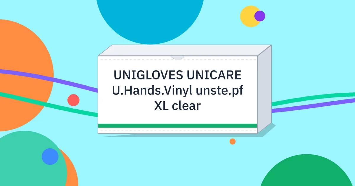 Symbolbild: Packung mit der Aufschrift UNIGLOVES UNICARE U.Hands.Vinyl unste.pf XL clear (PZN 20118867) – Verfügbarkeit und Bezug in Apotheken in Frankfurt am Main