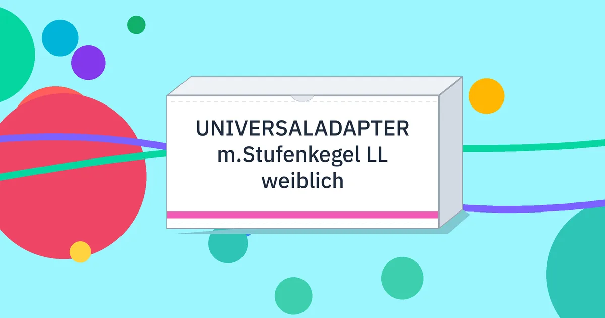 Symbolbild: Packung mit der Aufschrift UNIVERSALADAPTER m.Stufenkegel LL weiblich (PZN 18306395) – Verfügbarkeit und Bezug in Apotheken in Frankfurt am Main