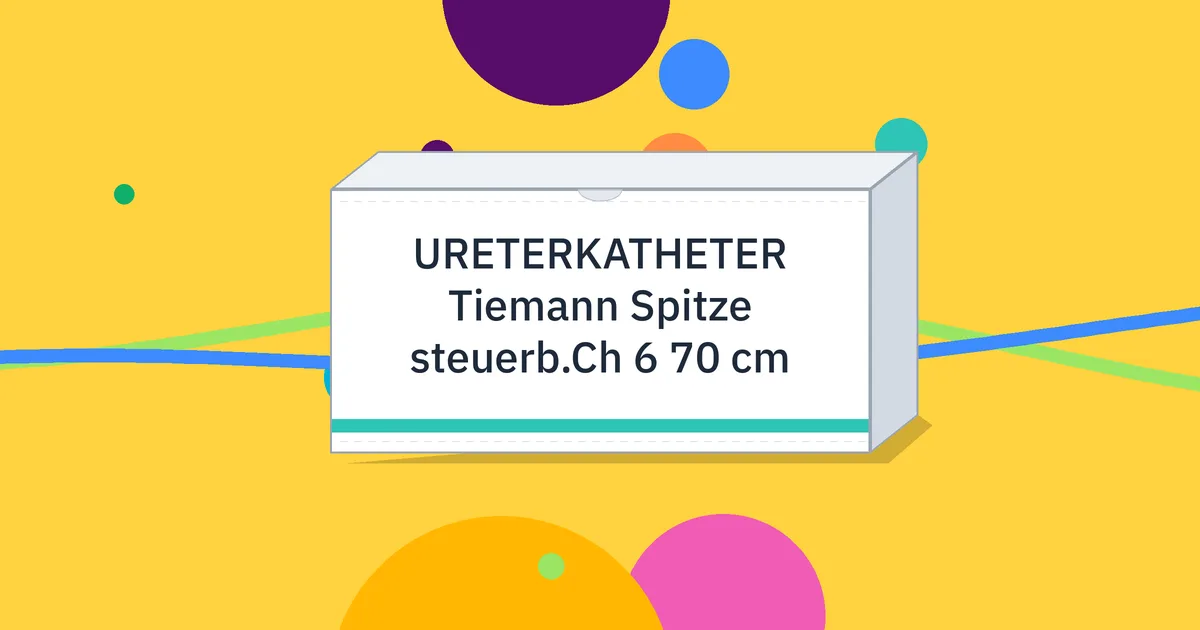 Symbolbild: Packung mit der Aufschrift URETERKATHETER Tiemann Spitze steuerb.Ch 6 70 cm (PZN 00446351) – Verfügbarkeit und Bezug in Apotheken in Frankfurt am Main