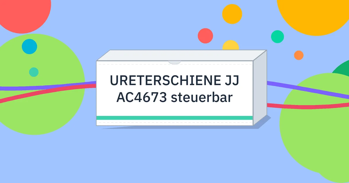 Symbolbild: Packung mit der Aufschrift URETERSCHIENE JJ AC4673 steuerbar (PZN 00153324) – Verfügbarkeit und Bezug in Apotheken in Frankfurt am Main