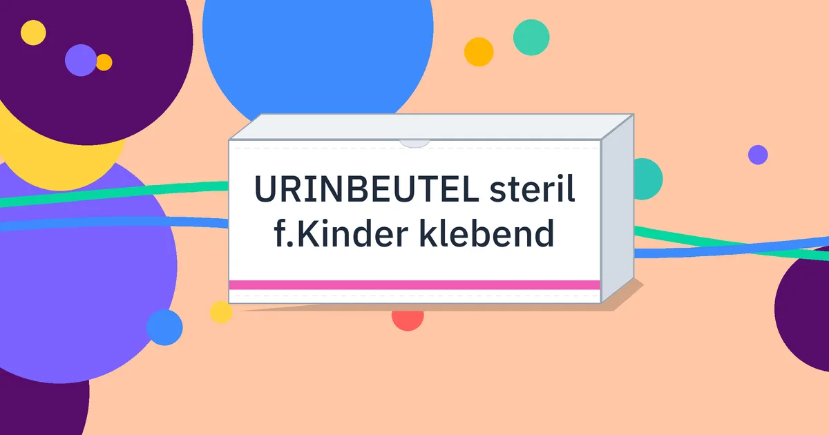 Symbolbild: Packung mit der Aufschrift URINBEUTEL steril f.Kinder klebend (PZN 15590355) – Verfügbarkeit und Bezug in Apotheken in Frankfurt am Main
