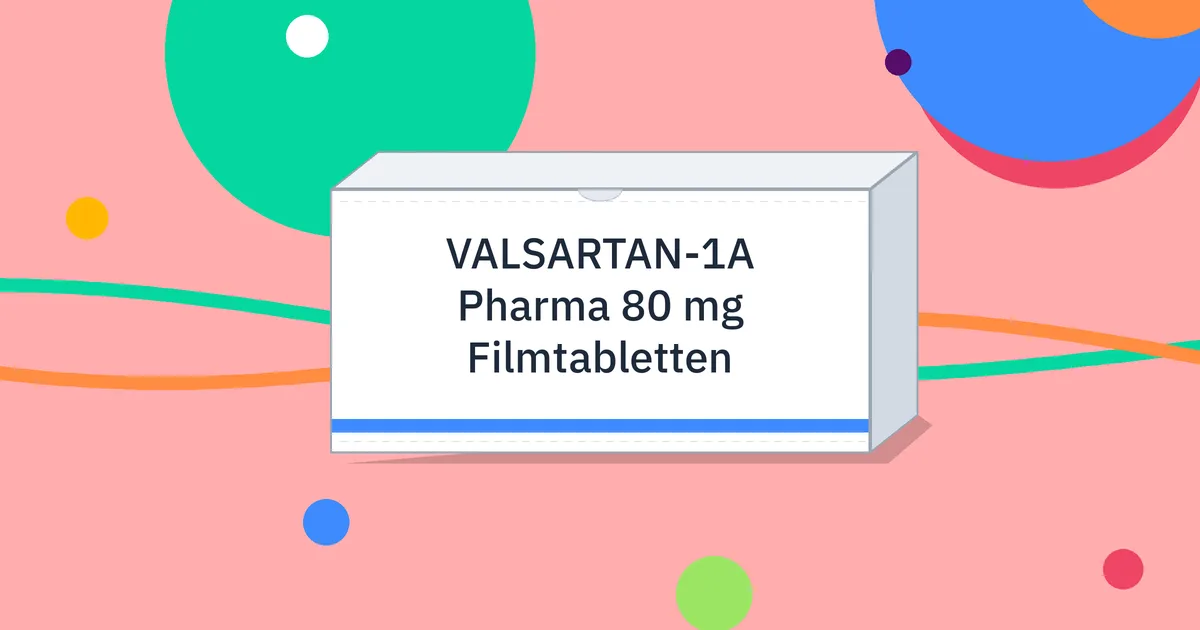 Symbolbild: Packung mit der Aufschrift VALSARTAN-1A Pharma 80 mg Filmtabletten (PZN 07581649) – Verfügbarkeit und Bezug in Apotheken in Frankfurt am Main