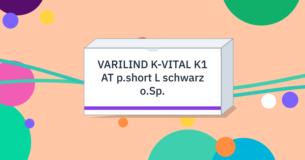 Symbolbild: Packung mit der Aufschrift VARILIND K-VITAL K1 AT p.short L schwarz o.Sp. (PZN 20560600) – Verfügbarkeit und Bezug in Apotheken in Frankfurt am Main