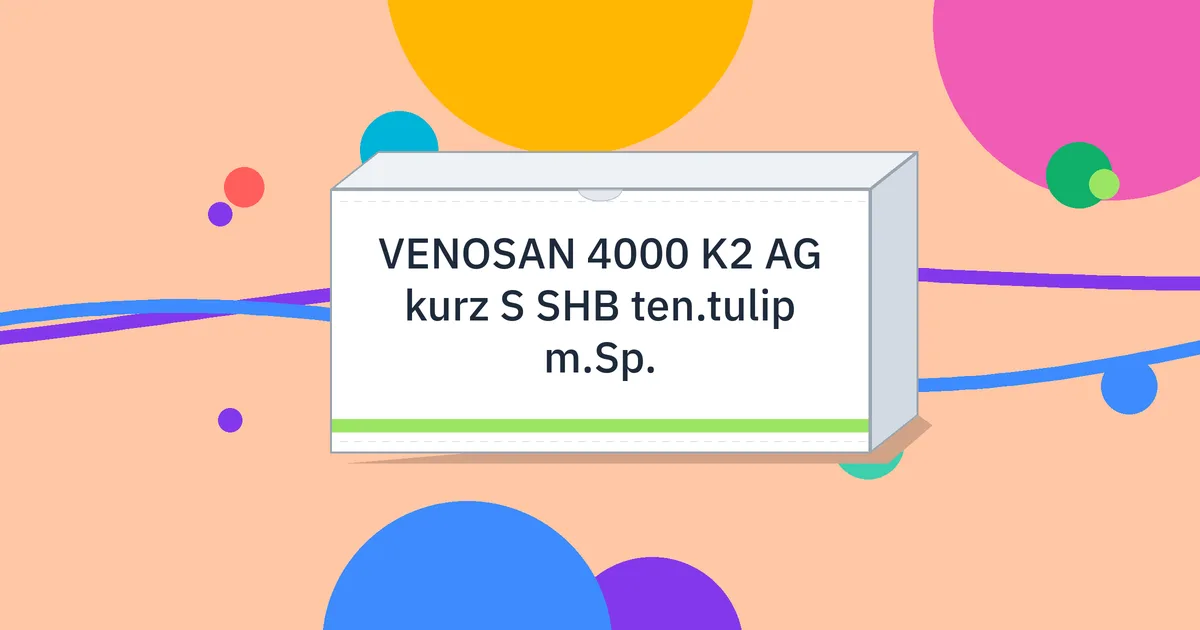 Symbolbild: Packung mit der Aufschrift VENOSAN 4000 K2 AG kurz S SHB ten.tulip m.Sp. (PZN 19154504) – Verfügbarkeit und Bezug in Apotheken in Frankfurt am Main