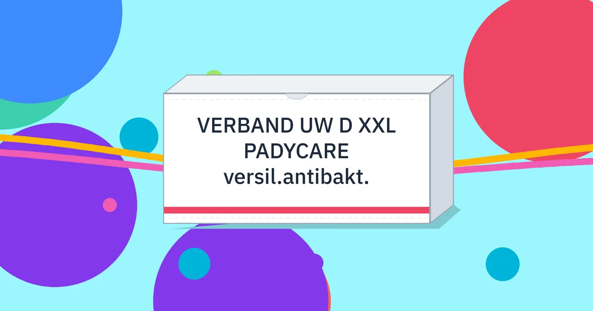 Symbolbild: Packung mit der Aufschrift VERBAND UW D XXL PADYCARE versil.antibakt. (PZN 10939190) – Verfügbarkeit und Bezug in Apotheken in Frankfurt am Main