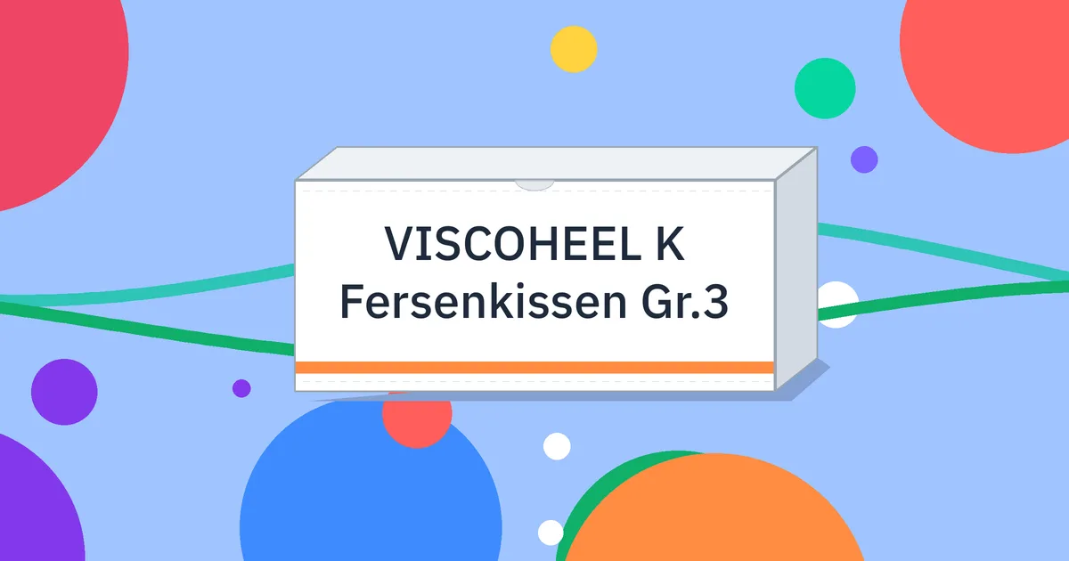 Symbolbild: Packung mit der Aufschrift VISCOHEEL K Fersenkissen Gr.3 (PZN 01286955) – Verfügbarkeit und Bezug in Apotheken in Frankfurt am Main