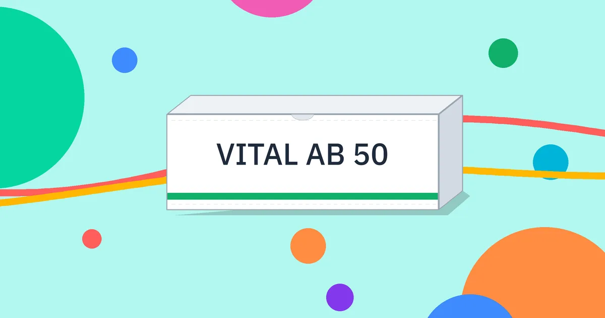 Symbolbild: Packung mit der Aufschrift VITAL AB 50 (PZN 00581623) – Verfügbarkeit und Bezug in Apotheken in Frankfurt am Main