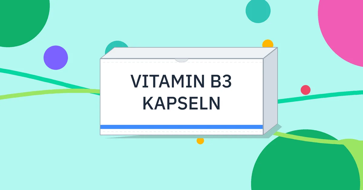 Symbolbild: Packung mit der Aufschrift VITAMIN B3 KAPSELN (PZN 12512320) – Verfügbarkeit und Bezug in Apotheken in Frankfurt am Main
