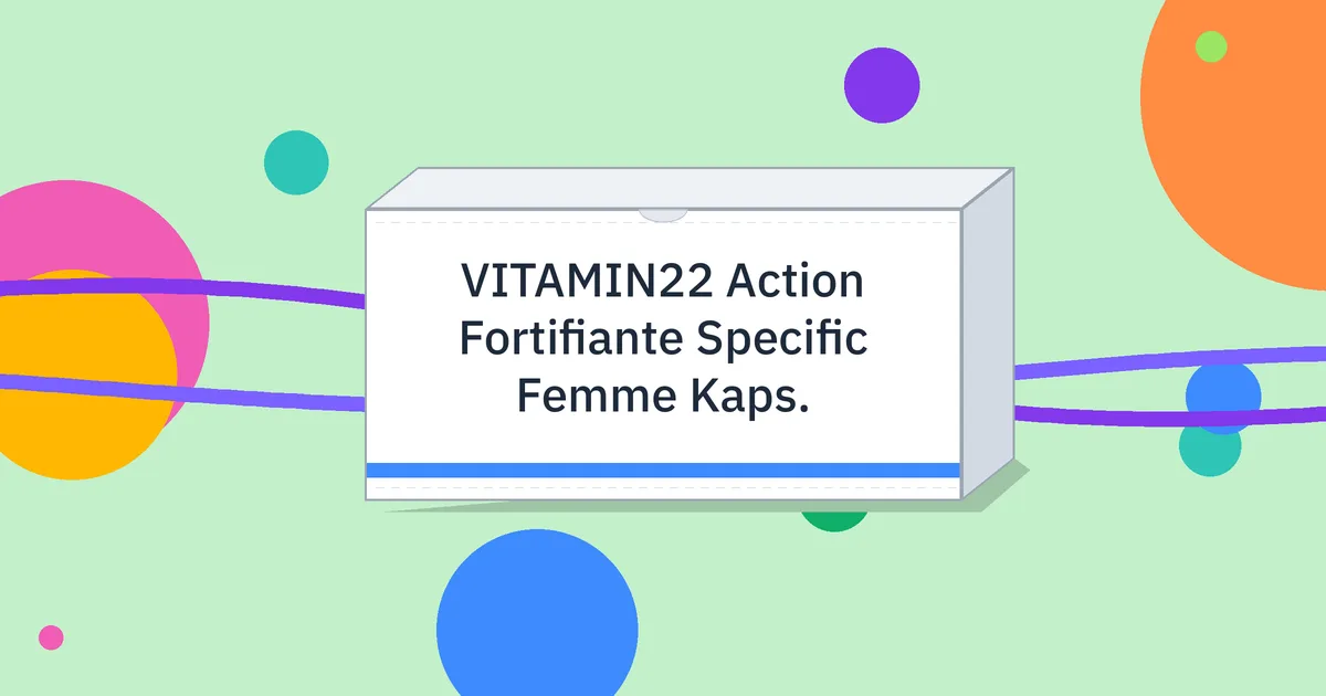 Symbolbild: Packung mit der Aufschrift VITAMIN22 Action Fortifiante Specific Femme Kaps. (PZN 15387938) – Verfügbarkeit und Bezug in Apotheken in Frankfurt am Main