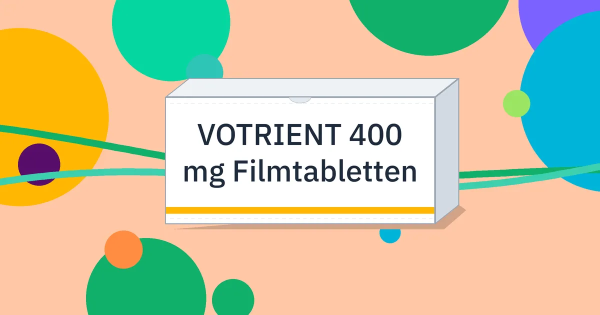 Symbolbild: Packung mit der Aufschrift VOTRIENT 400 mg Filmtabletten (PZN 11237774) – Verfügbarkeit und Bezug in Apotheken in Frankfurt am Main