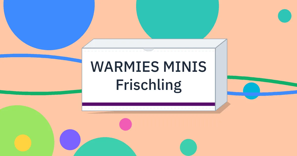 Symbolbild: Packung mit der Aufschrift WARMIES MINIS Frischling (PZN 16033183) – Verfügbarkeit und Bezug in Apotheken in Frankfurt am Main