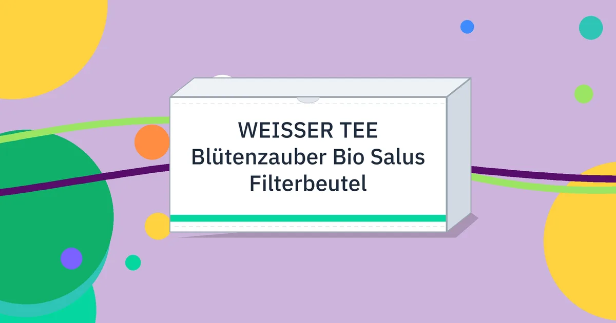 Symbolbild: Packung mit der Aufschrift WEISSER TEE Blütenzauber Bio Salus Filterbeutel (PZN 03437140) – Verfügbarkeit und Bezug in Apotheken in Frankfurt am Main