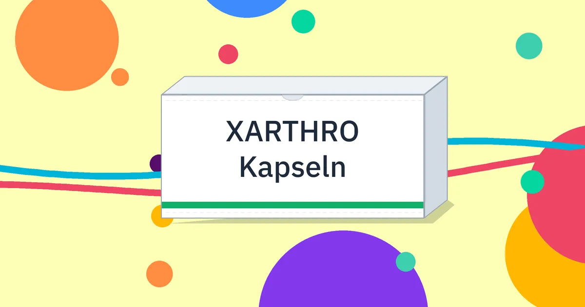 Symbolbild: Packung mit der Aufschrift XARTHRO Kapseln (PZN 16835132) – Verfügbarkeit und Bezug in Apotheken in Frankfurt am Main