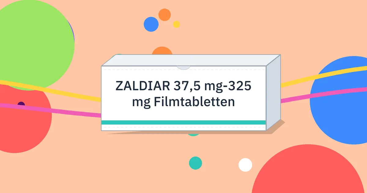 Symbolbild: Packung mit der Aufschrift ZALDIAR 37,5 mg-325 mg Filmtabletten (PZN 02475345) – Verfügbarkeit und Bezug in Apotheken in Frankfurt am Main