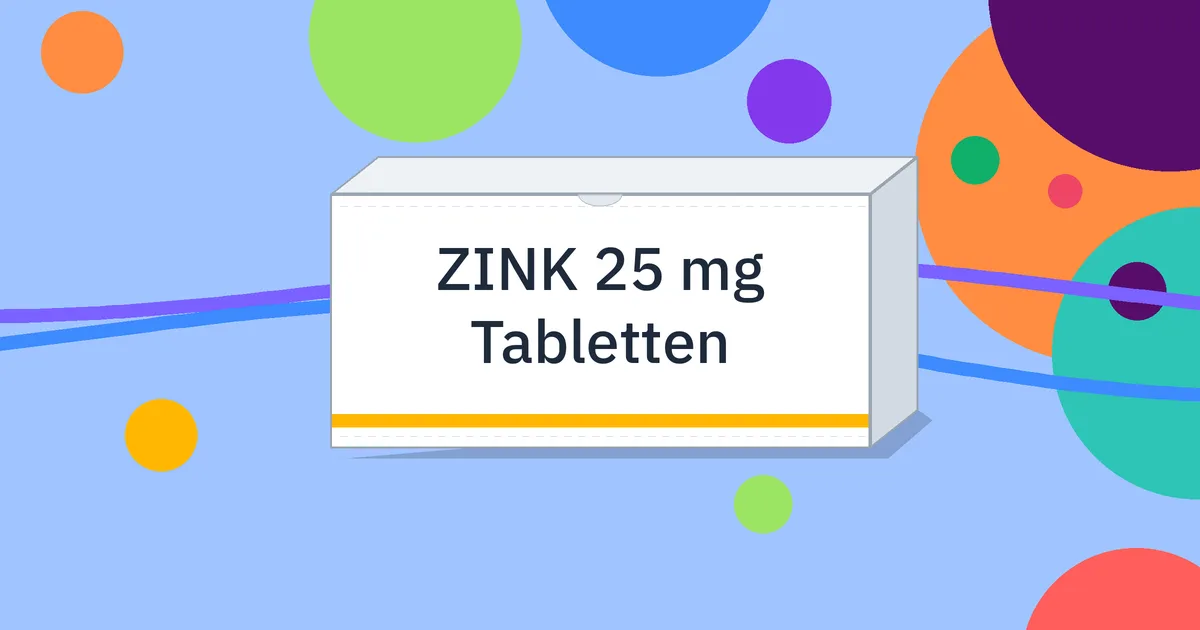 Symbolbild: Packung mit der Aufschrift ZINK 25 mg Tabletten (PZN 18026626) – Verfügbarkeit und Bezug in Apotheken in Frankfurt am Main