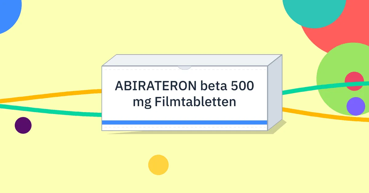 Symbolbild: Packung mit der Aufschrift ABIRATERON beta 500 mg Filmtabletten (PZN 17623366) – Verfügbarkeit und Bezug in Apotheken in Frankfurt am Main