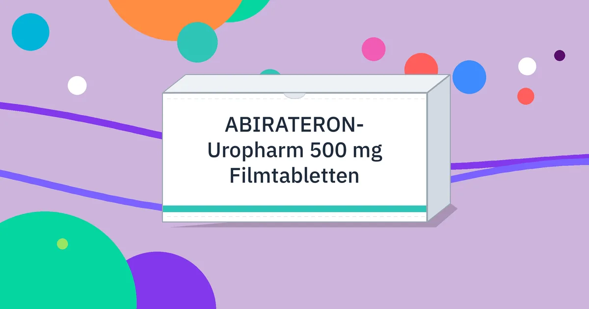 Symbolbild: Packung mit der Aufschrift ABIRATERON-Uropharm 500 mg Filmtabletten (PZN 19858139) – Verfügbarkeit und Bezug in Apotheken in Frankfurt am Main